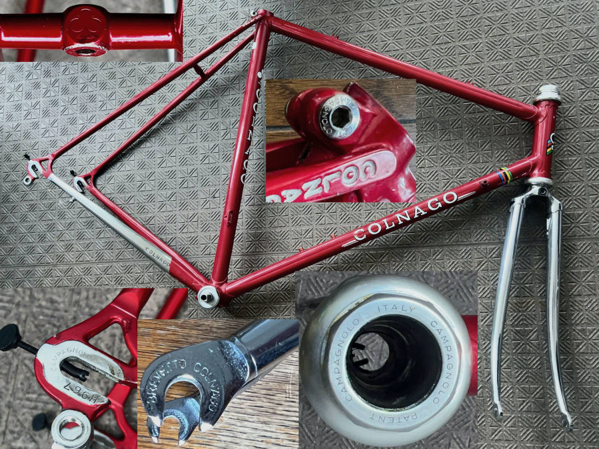 1円スター コルナゴ COLNAGO ビンテージ 扁平 クロモリフレーム 難あり ヘッドパーツとシートピンとBB はカンパニョーロです ...