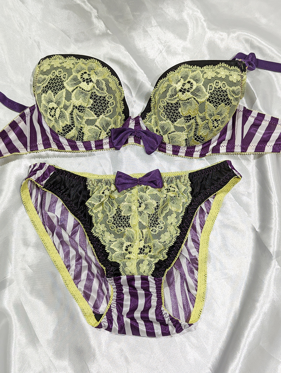 aimerfeel 黄色レース 白青ストライプ柄 ブラ＆ショーツ セット サテン下着 エメフィール C65 M エメフィール ecoタンス整理品 /【Buyee】 Buyee ...