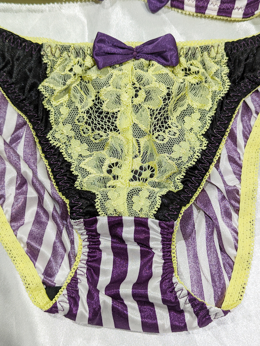 aimerfeel 黄色レース 白青ストライプ柄 ブラ＆ショーツ セット サテン下着 エメフィール C65 M エメフィール ecoタンス整理 ...