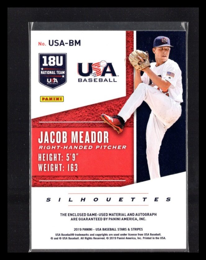2019 Panini USA Stars & Stripes JACOB MEADOR Jersey Autograph 108/199 ...