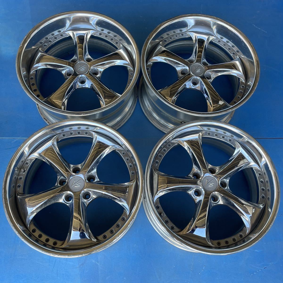 深リム 3ピース WORK VS-KF ワークVSKF 19インチ 9JJ+38 10JJ+33 PCD114.3-5穴 ハブ径約73mm メッキ ホイール4本セット /【Buyee ...