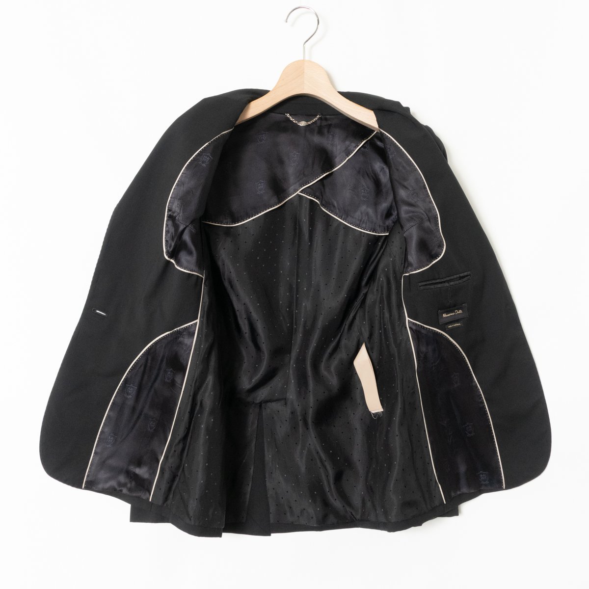 Massimo Dutti マッシモドゥッティ ジャケット 上着 羽織 無地 肩パッド入り USA 4 ウール100% ブラック 黒 綺麗め ...