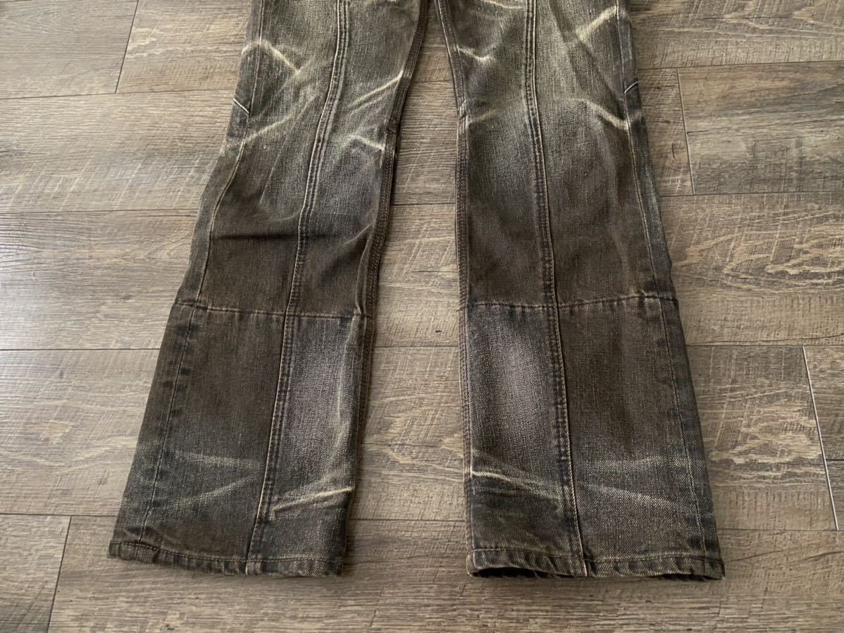 rare 00s japanese label nicole club for men gimmick weathered flare jeans denim デニム パンツ tornado ...
