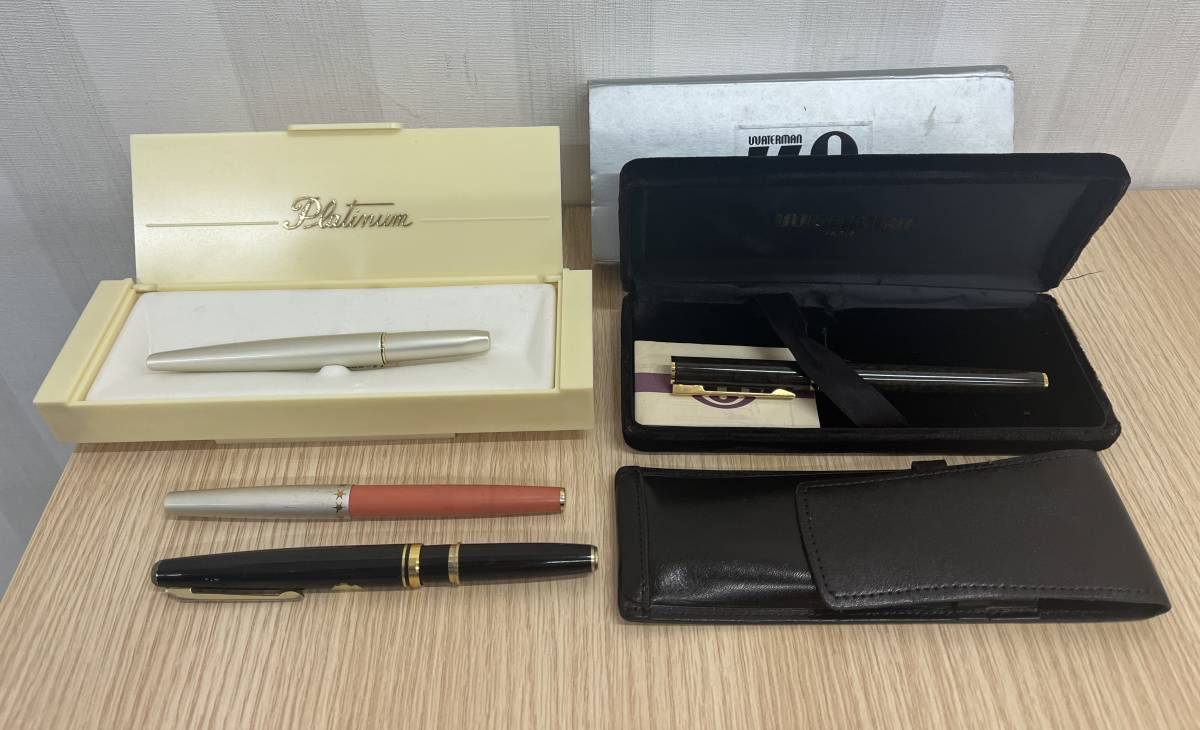 長「13483」PLATINUM WATERMAN・PILOT プラチナ・ウォーターマン・パイロット 万年筆おまとめ4本セット ペン先18K3 ...