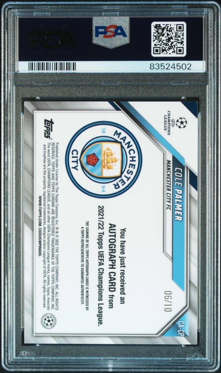 PSA 8 NM-MT 2021 Topps Chrome UEFA Champions League Autograph Red Refractor /10 【 Cole Palmer ...