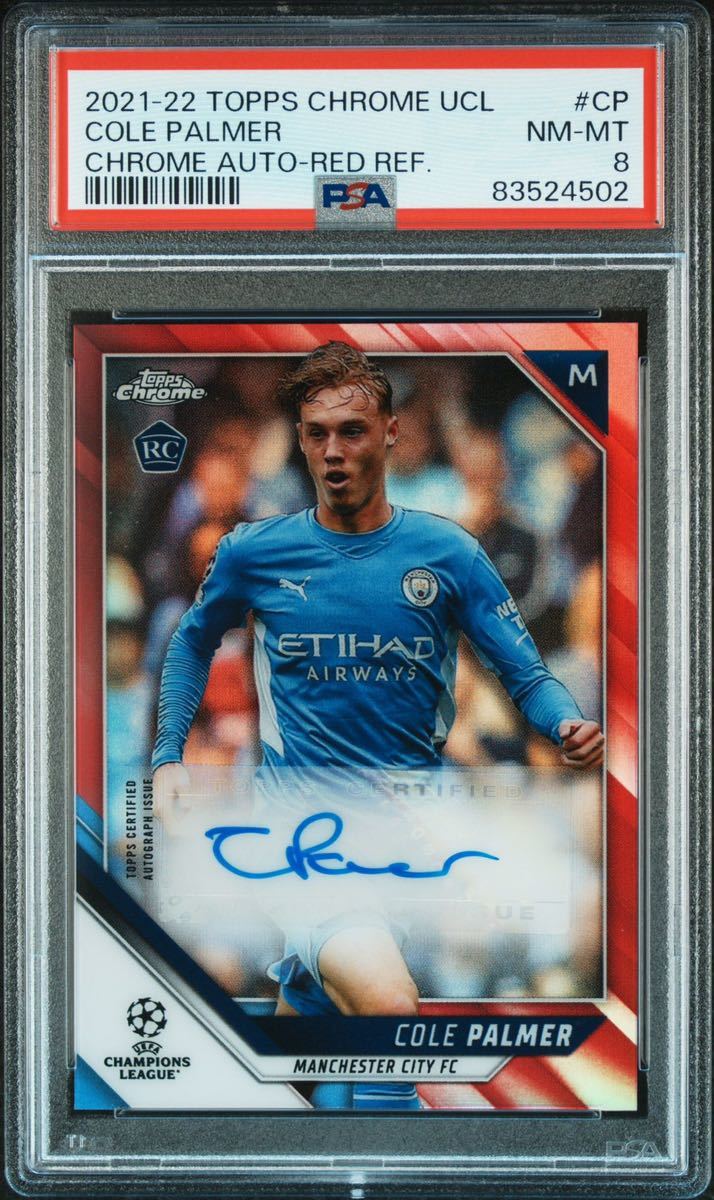 PSA 8 NM-MT 2021 Topps Chrome UEFA Champions League Autograph Red Refractor /10 【 Cole Palmer ...