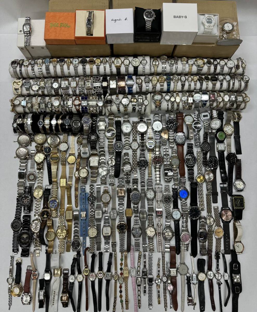 腕時計 250個 本 大量セット SEIKO CITIZEN CYMA CASIO DIESEL agnes.b FOSSIL GUESS SWISS ARMY ALBA MIKIMOTO等 ...