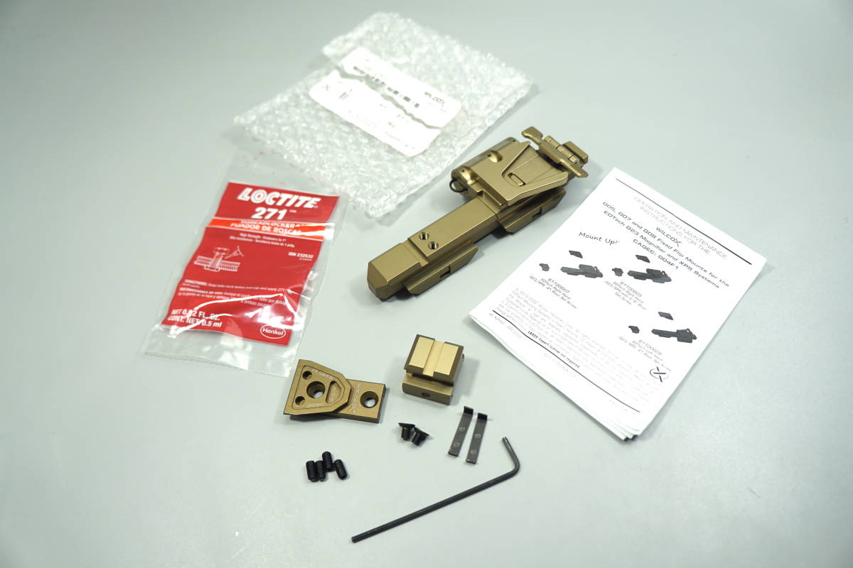 実物 WILCOX FLIP MOUNT W/ RISER SYSTEM TAN アルマイト タン 5/8高 (CAG Trijicon ...