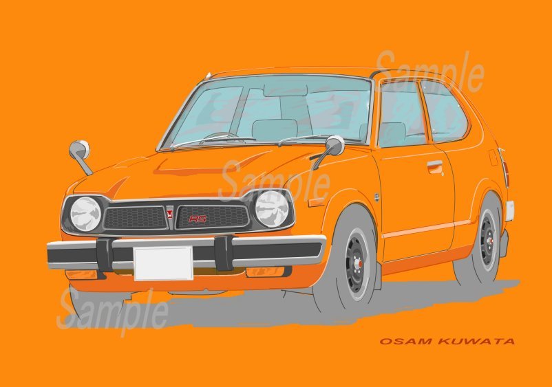 イラスト ホンダ シビック RS ( SB1 ) オレンジ A4サイズ 額入り /【Buyee】 Buyee - Japanese Proxy Service | Buy from Japan!