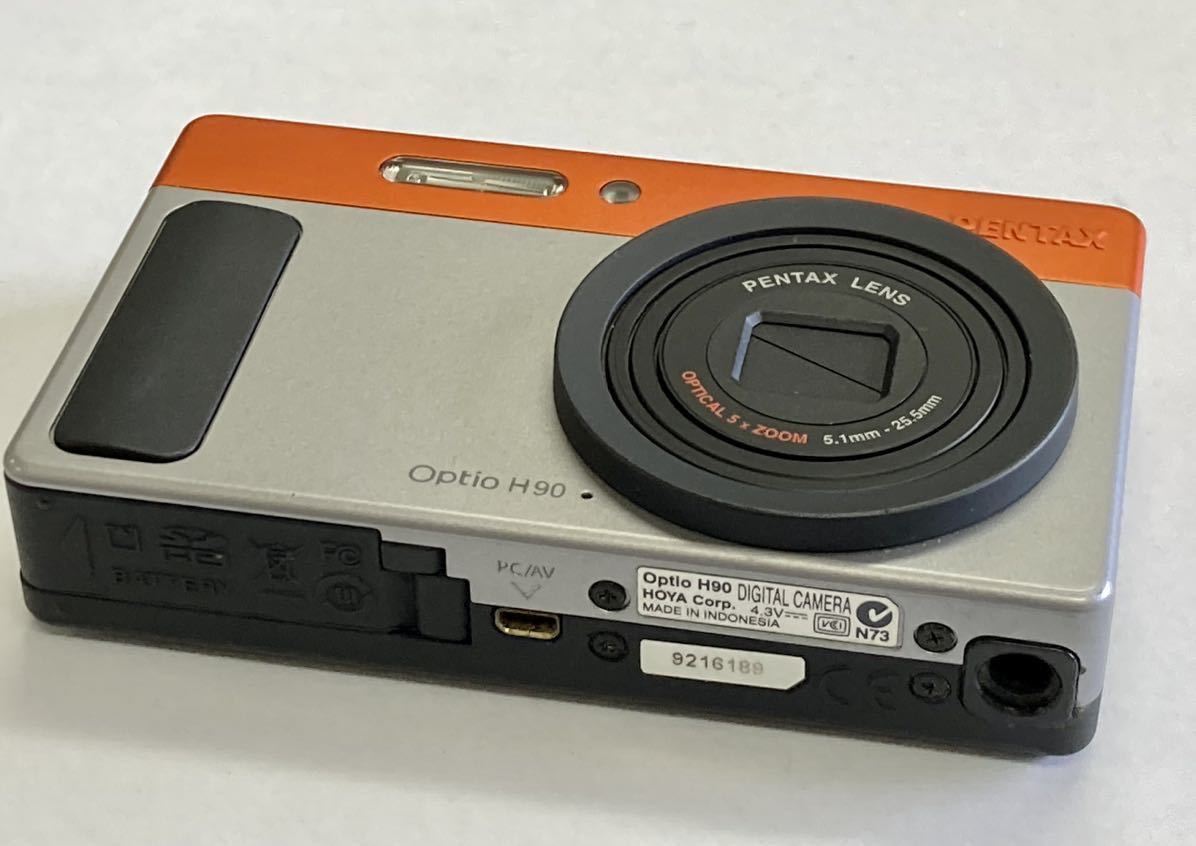 B ペンタックス オプティオ PENTAX Optio H90 コンパクトデジタルカメラ デジカメ バッテリー付 オレンジ/シルバー 動作未 ...