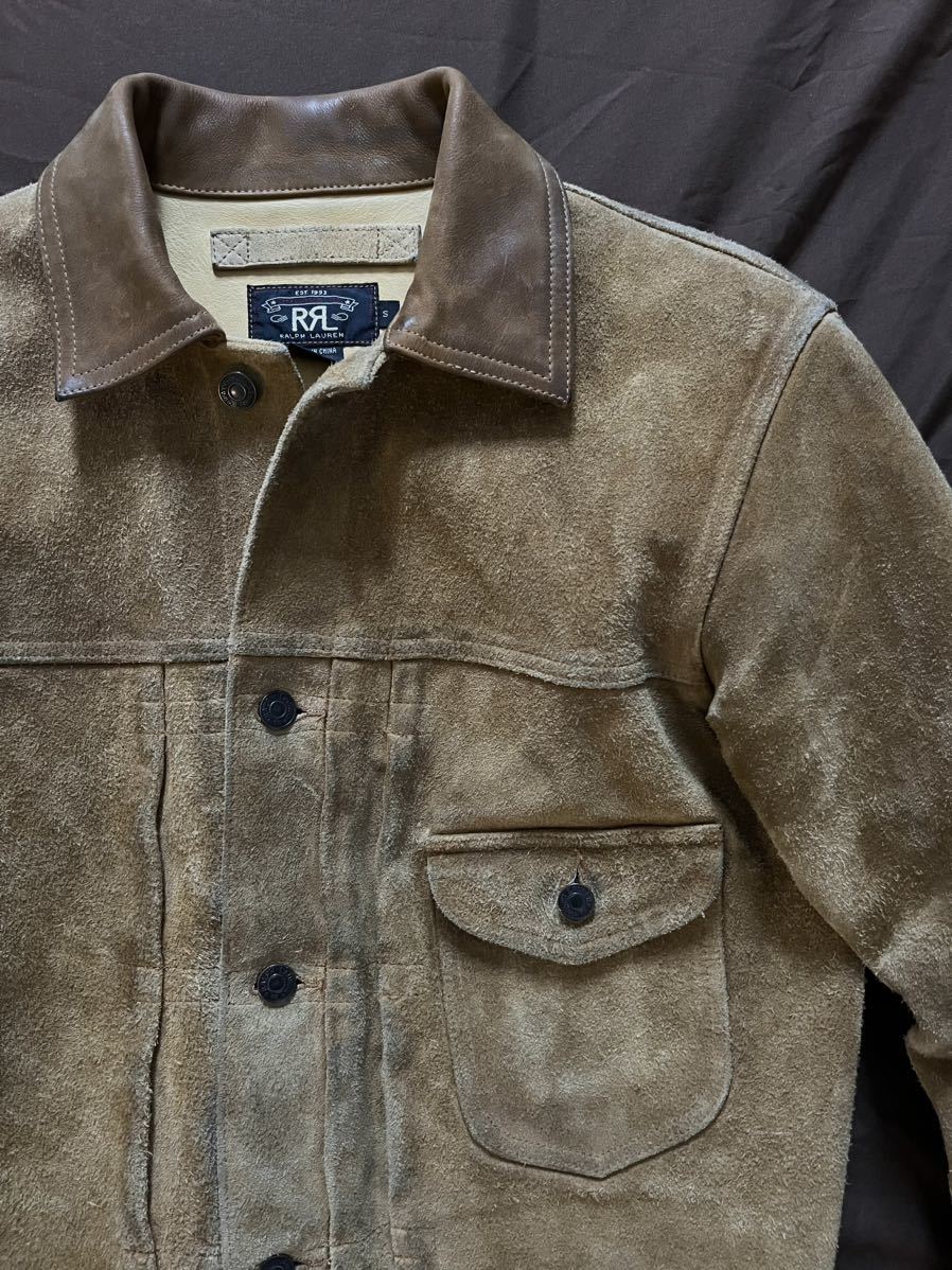 【傑作】極美品 RRL DAVIS JACKET ダブルアールエル ファースト スエード 革ジャン ラルフローレン レザージャケット S ...