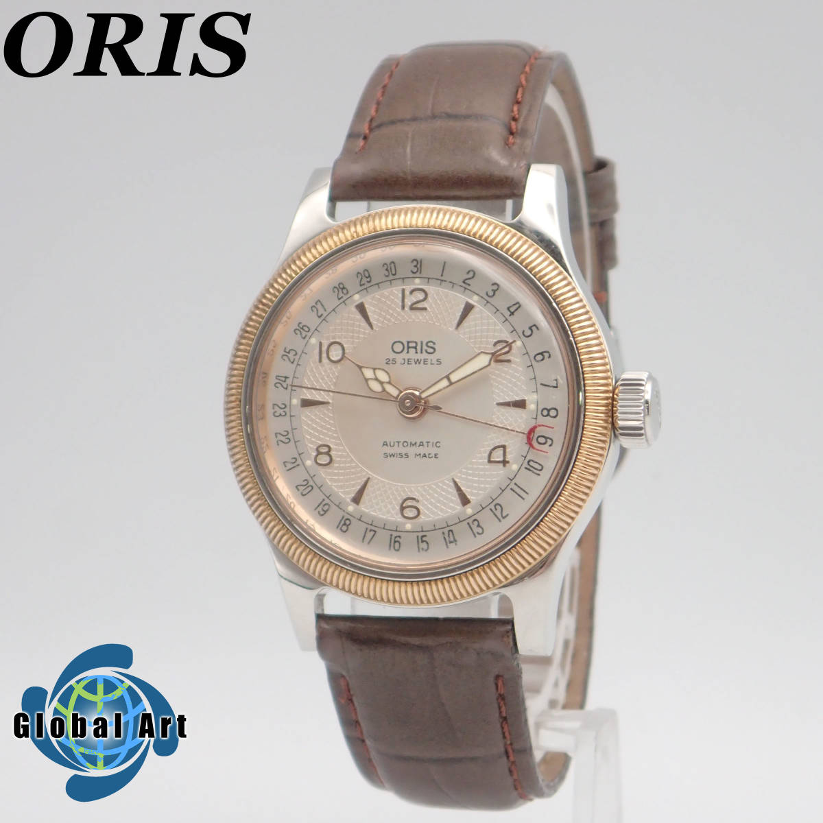 え01013/ORIS オリス/自動巻/メンズ腕時計/25石/裏スケ/ポインターデイト/文字盤 シルバー /【Buyee】 Buyee ...