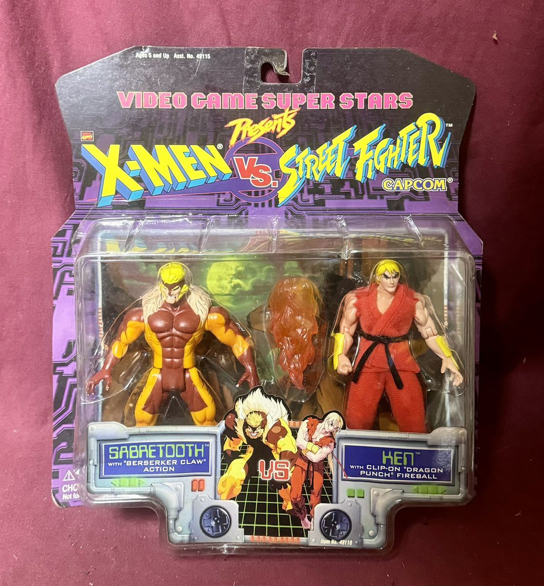 '98 TOYBIZ『X-MEN vs STREET FIGHTER』SABRETOOTH vs KEN アクションフィギュア セイバー ...