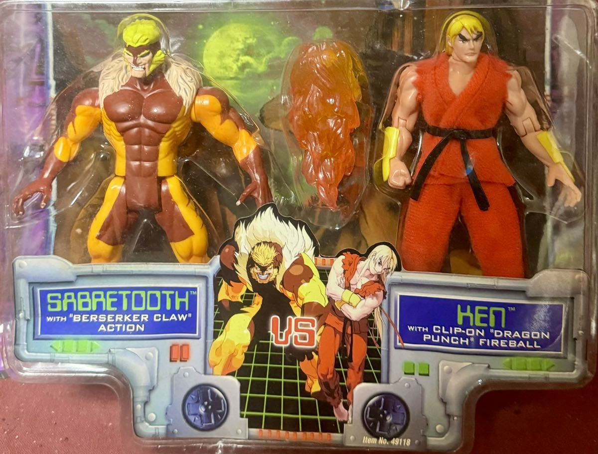 '98 TOYBIZ『X-MEN vs STREET FIGHTER』SABRETOOTH vs KEN アクションフィギュア セイバー ...
