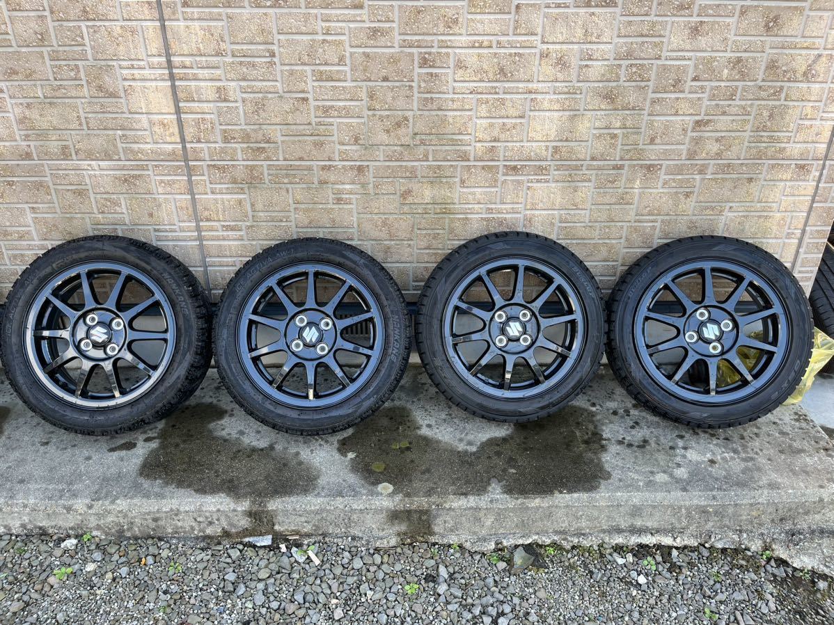 スズキ アルトワークス HA36S 純正ホイール 15インチ 5J +45 ガリキズ歪みなし スタッドレス付き 165\55r15 ...