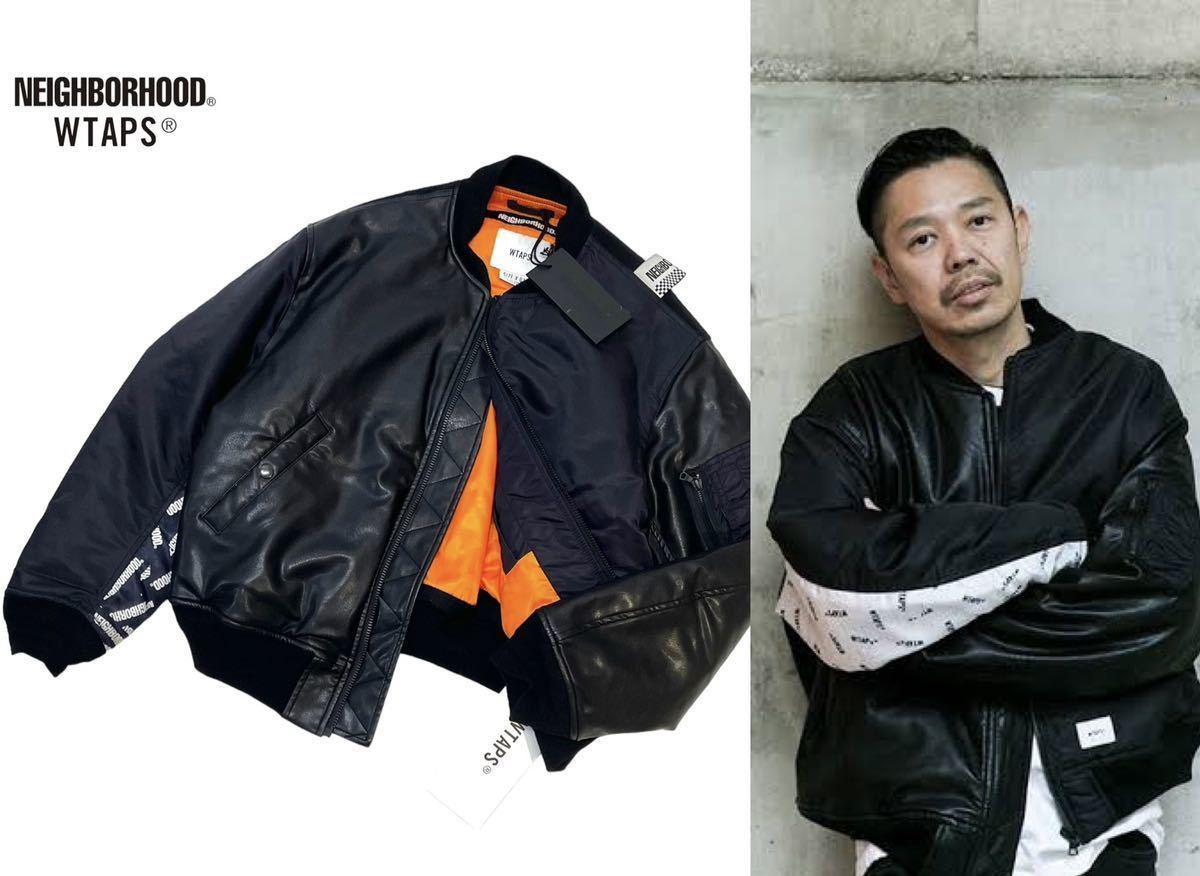 ★ 正規品 19FW NEIGHBORHOOD×WTAPS ネイバーフッド×ダブルタップス W1 VE JACKET 192BRNHD-JKM01S MA-1 ボンバージャケット 01 ...
