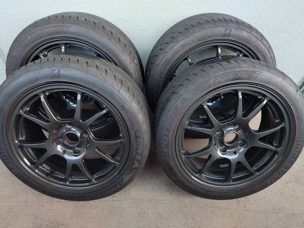 【手渡可】TWS T66-F Motorsport 16インチ 4H PCD100 7J +35 4本 195/50R16 タイヤ付 BS Adrenalin RE004 軽量 鍛造 ...