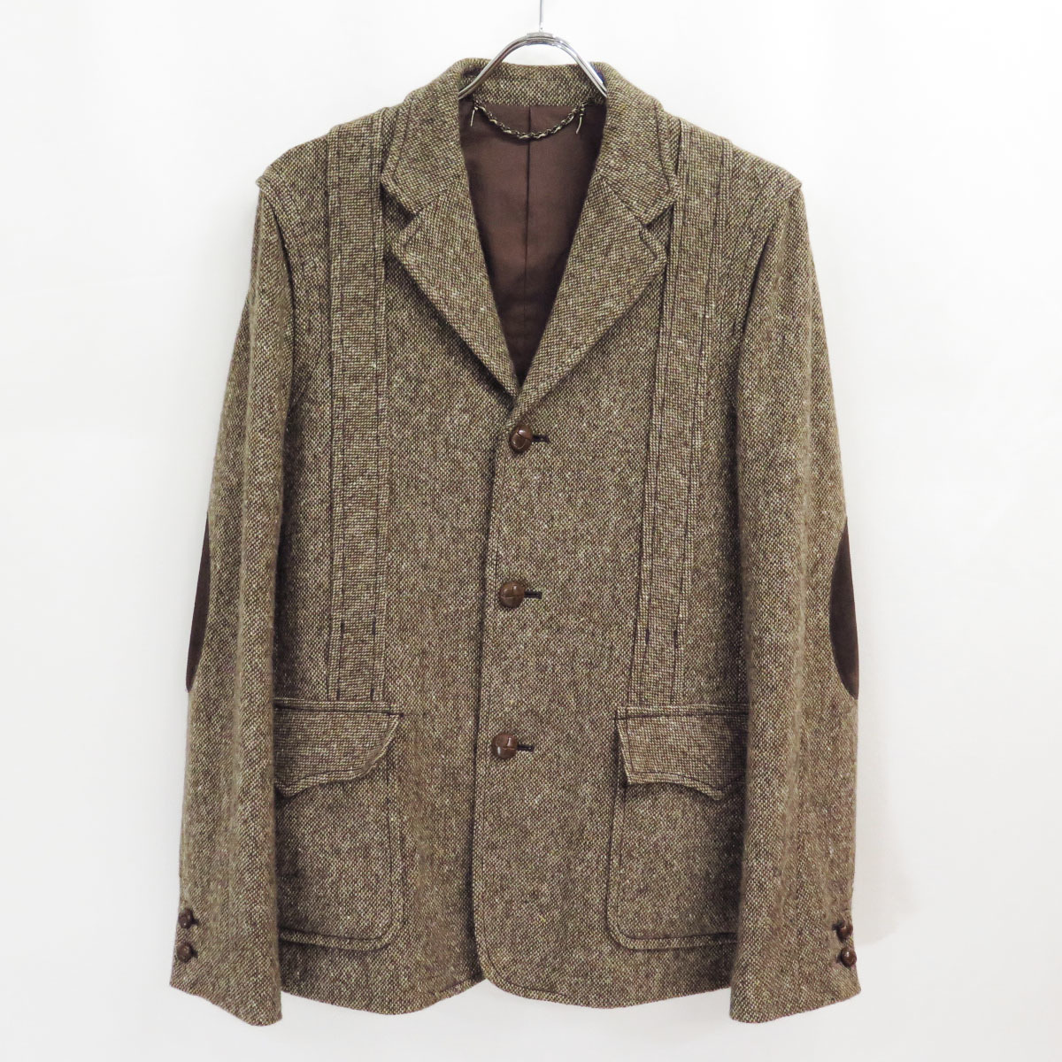 2002 NUMBER NINE NOWHERE MAN TWEED WOOL LEATHER PATCH JACKET ナンバーナイン ...