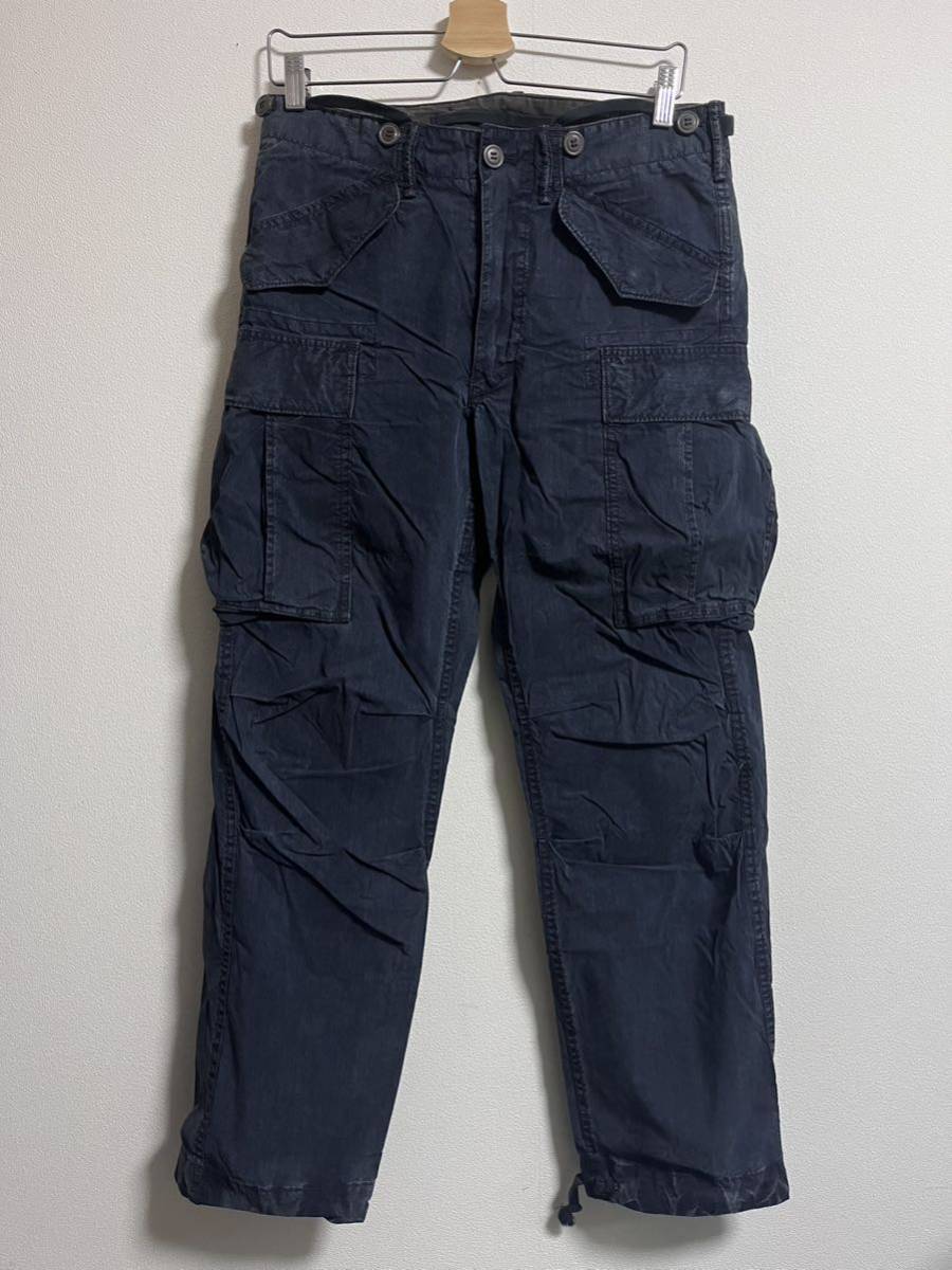 RRL INDIGO cotton nylon cargo pants ガーメントダイ カーゴパンツ ミリタリー パンツ ネイビー インディゴ デニム Field core vintage ...