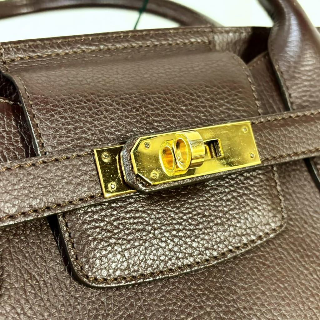 MORABITO モラビト レザーバッグ ハンドバッグ ブラウン系 ゴールド金具 鍵付 本革 レディース 鞄 /【Buyee】