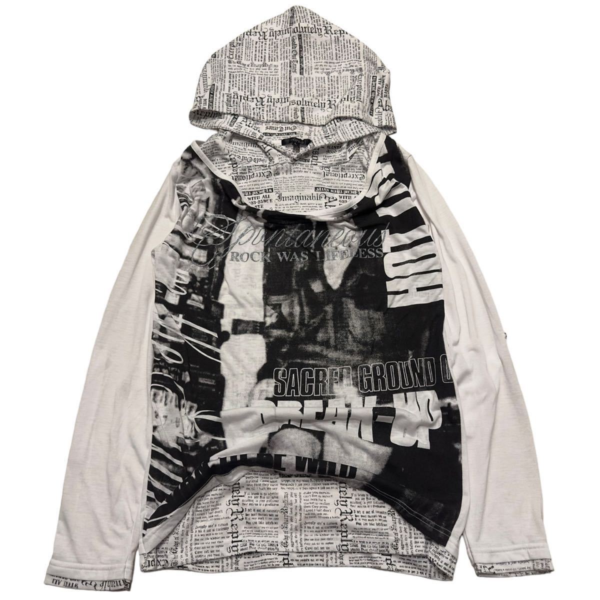 Rare 00s Japanese Label Y2K design layered long sleeve tee hyde archive 14th addiction lgb ...