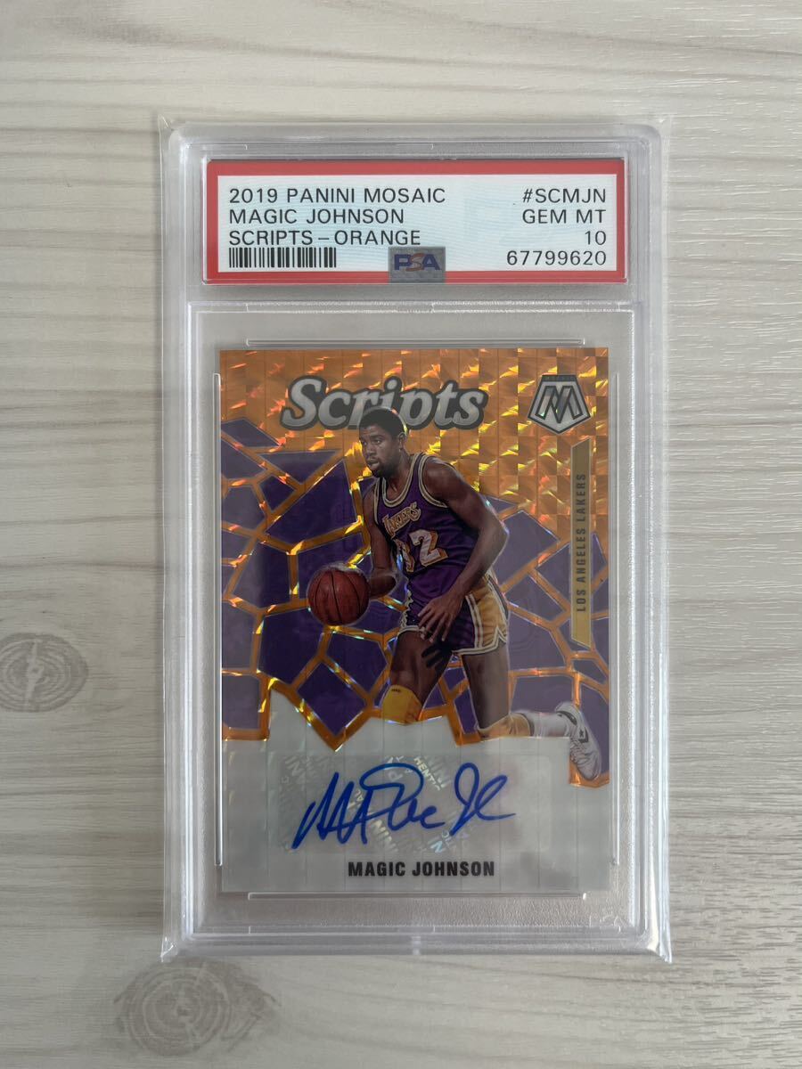 magic johnson 2019-20 panini mosaic auto orange prizm PSA10 マジック・ジョンソン ...