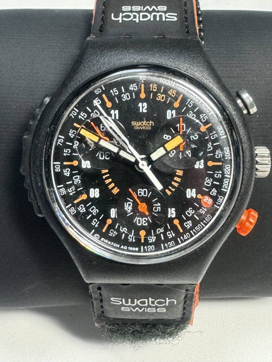 L211 腕時計 SWATCH/スウォッチ クロノグラフ SWISS クォーツ ラウンド アナログ オレンジ×ブラック ナイロンベルト /【Buyee】 Buyee - Japanese ...