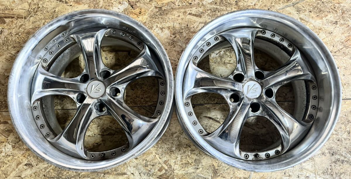 【希少！】WORK VS-KF 18インチ 9.5J＋15 PCD114.3 5穴 5H 深リム 当時物 絶版 メッキ ドリケツ シルビア スカイライン JZX100 ソアラ /【Buyee ...