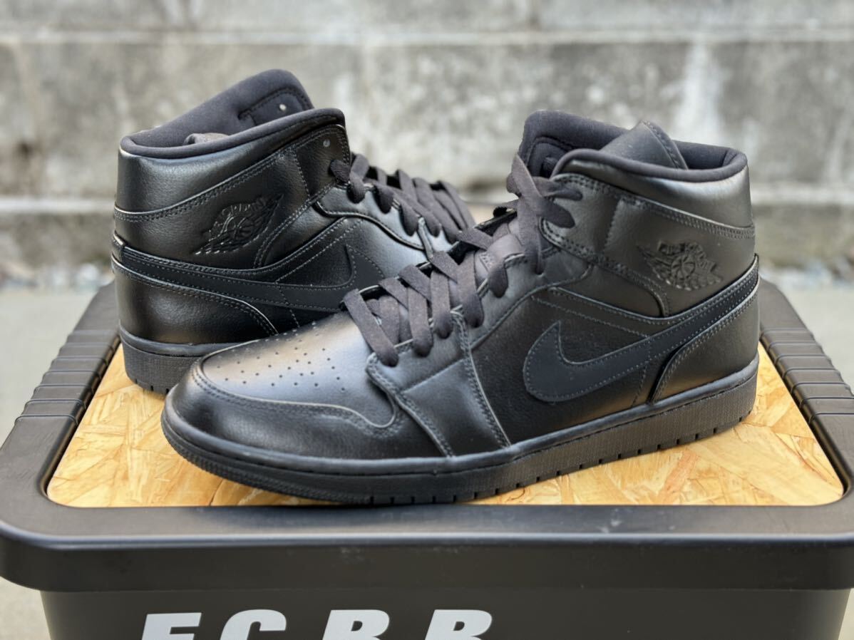 未使用箱無し レアサイズ AIR JORDAN 1 MID triple black 全黒 エアジョーダンレトロ AJ1mid 554724-090 ナイキ us11 29cm 2019 ...
