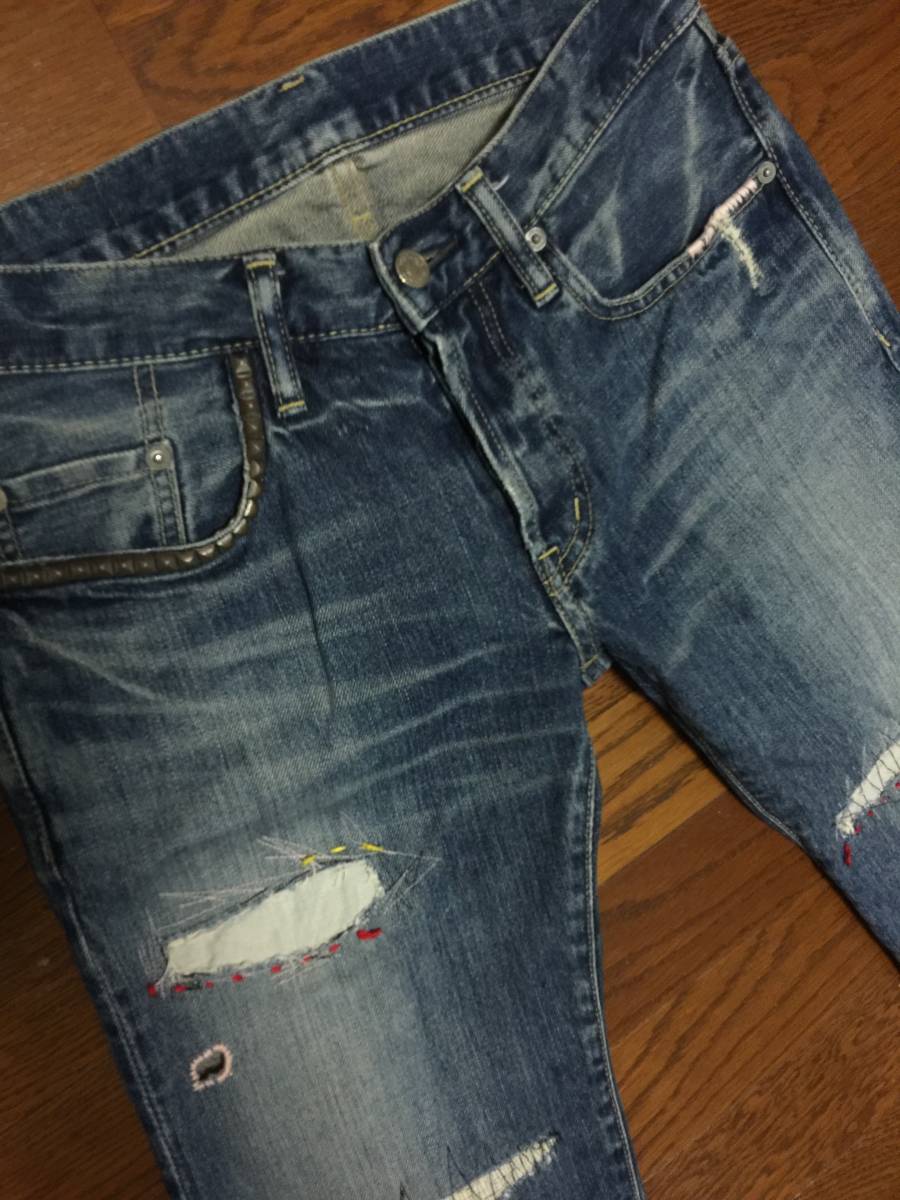 ★値下げ交渉あり★ヒステリックグラマーCSR加工スタッズデニムショーツ★L797 超美品サイズ30 定価38880円赤耳セルビッチ ...