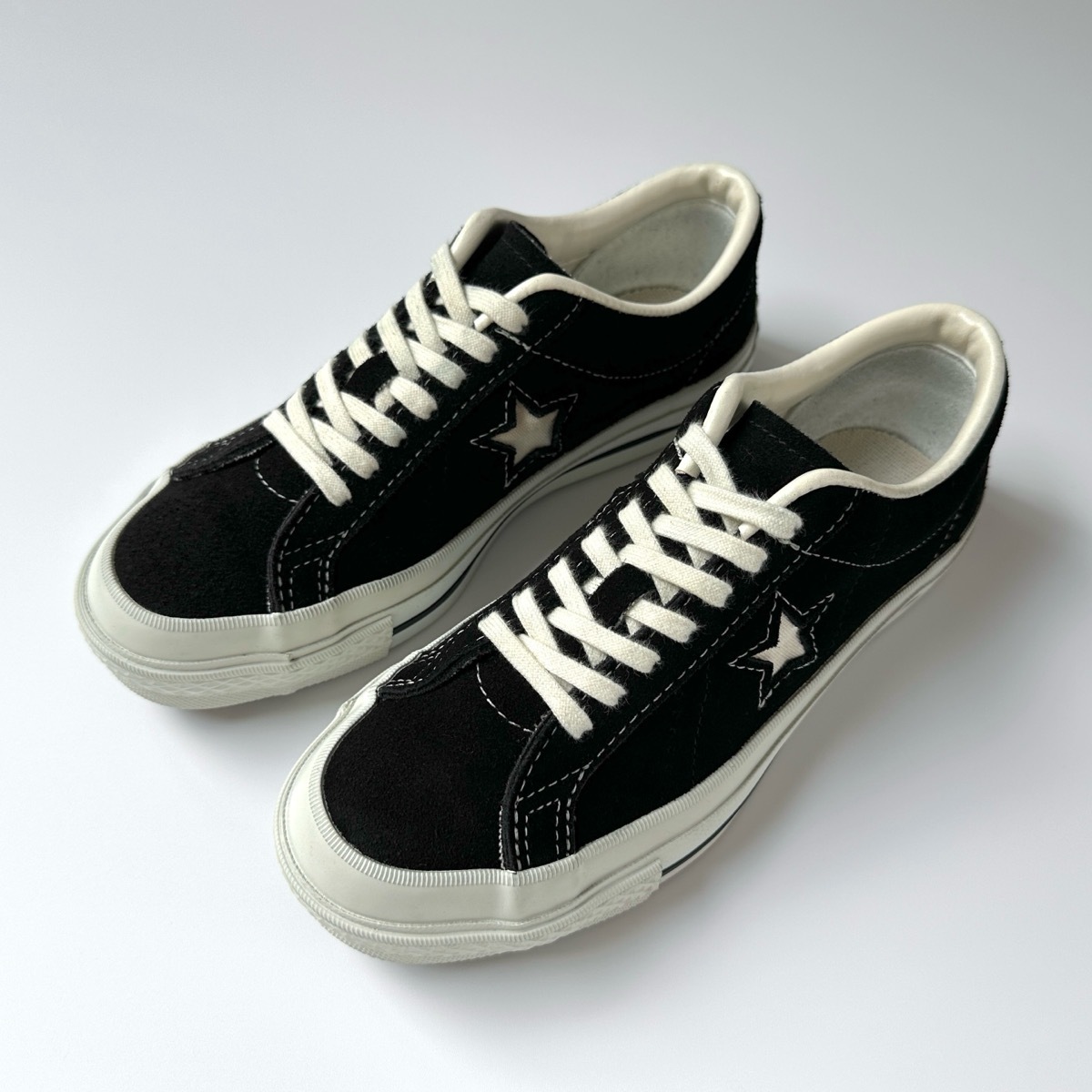 美品 CONVERSE ONE STAR J VTG BLACK TIME LINE US4 22.5cm~23cm 日本製ワンスター 中古 ONESTAR 黒 TIMELINE タイムライン ...