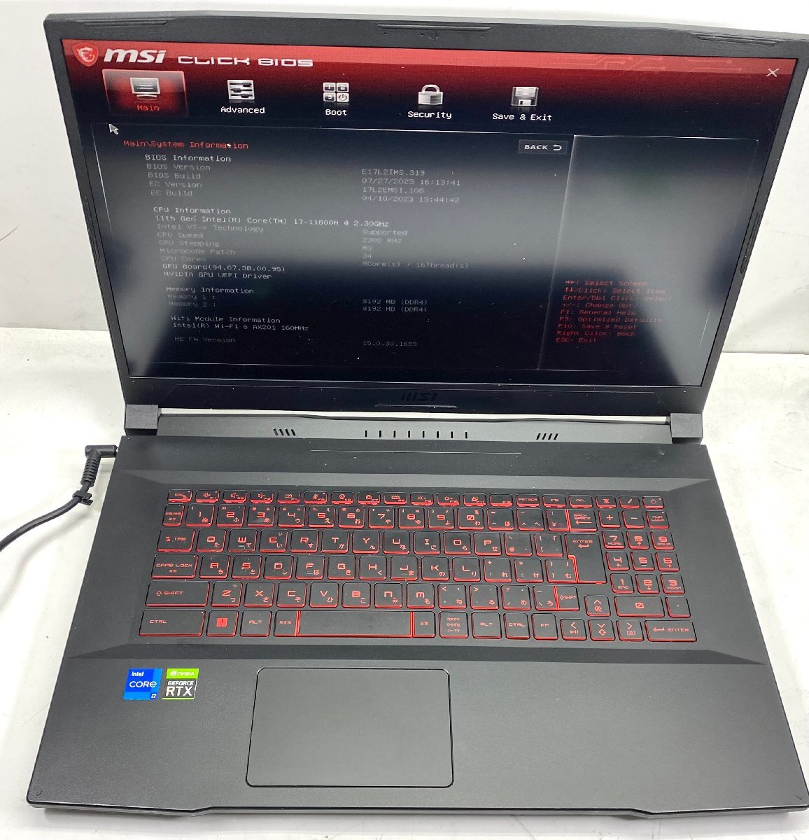 NT: MSI Katana GF76 11UD-671JP（MS-17L2）Core i7-11800H 2.3GHz/メモリ：8GB ...