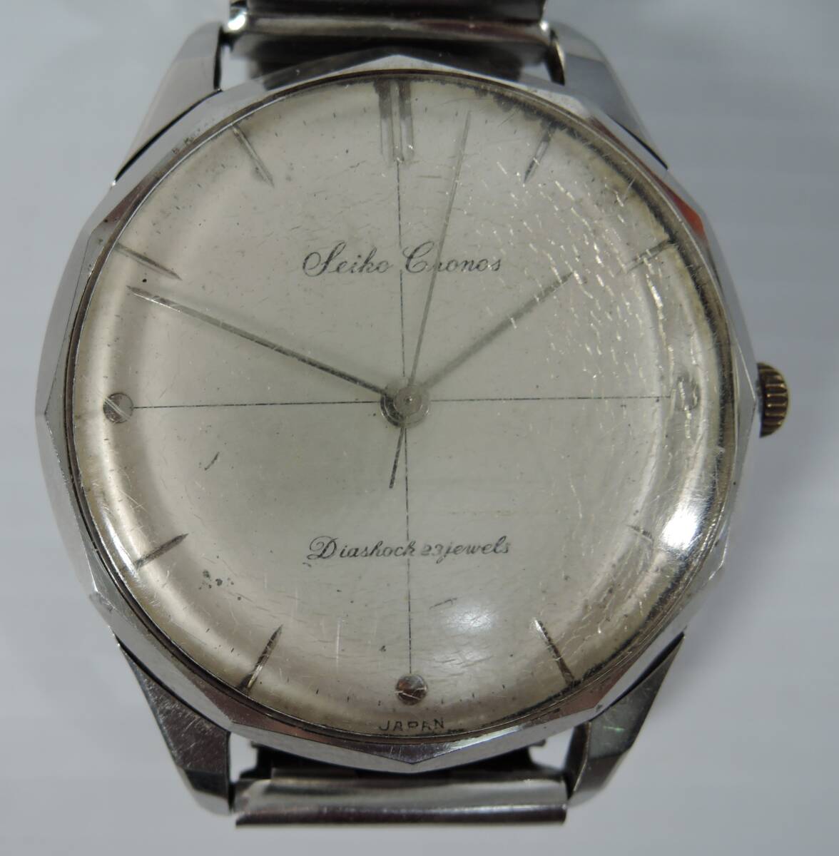 ☆08J SEIKO CRONOS DIASHOCK セイコー クロノス ダイアショック J14049 23石 手巻き ジャンク品 ...