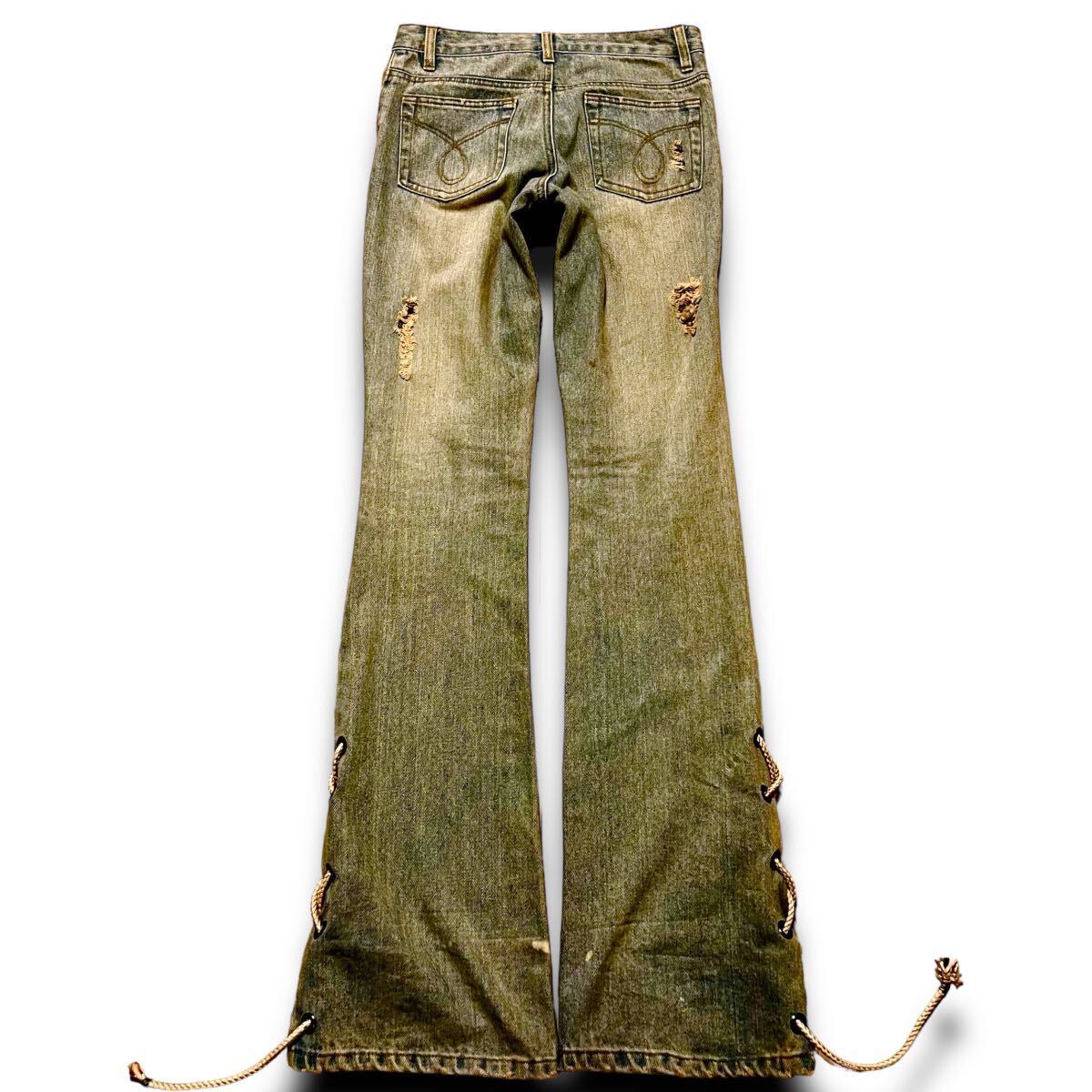 RARE archive Lace-up Flared Destroy Denim Pants アーカイブ ifsixwasnine 14th ...
