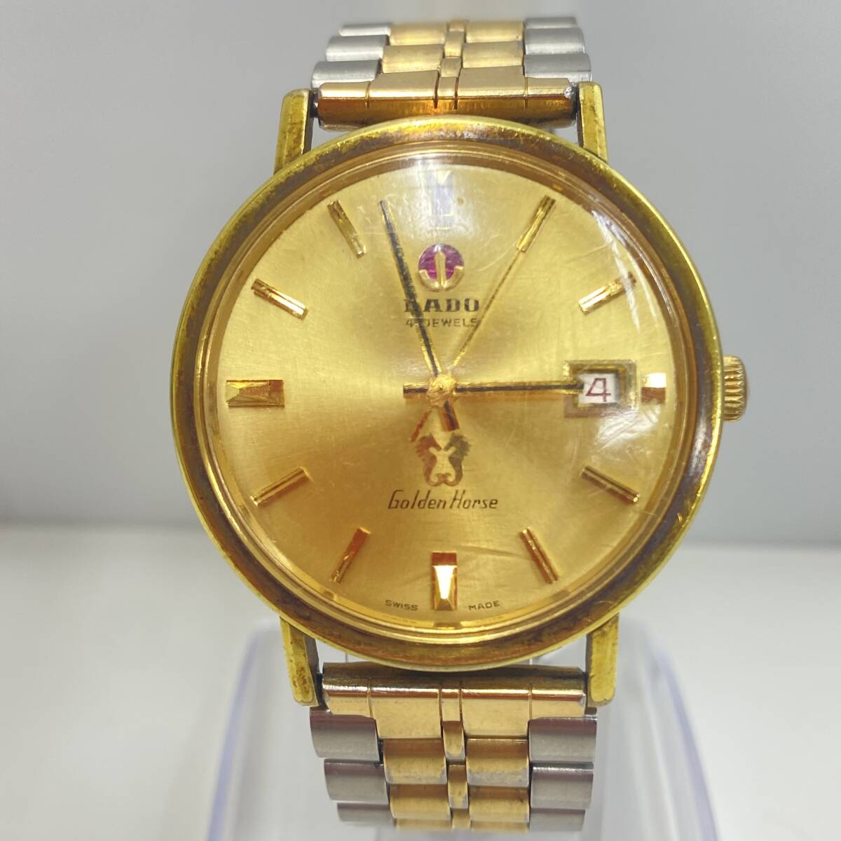 K5289 1円スタート！RADO ラドー Golden Horse ゴールデンホース デイト 自動巻き 稼働 ゴールドカラー 11748 ...