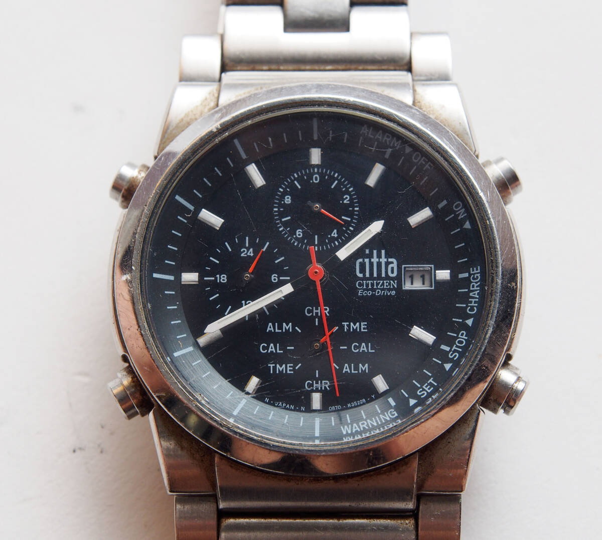 シチズン CITIZEN 0870-H20916 citta Eco-Drive エコドライブ デイト メンズ 腕時計 クォーツ 稼働品 ...