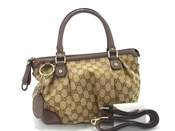 1円 極美品 GUCCI グッチ 247902 525040 GG柄 GGキャンバス×レザー 2WAY クロスボディ トートバッグ ショルダー ...
