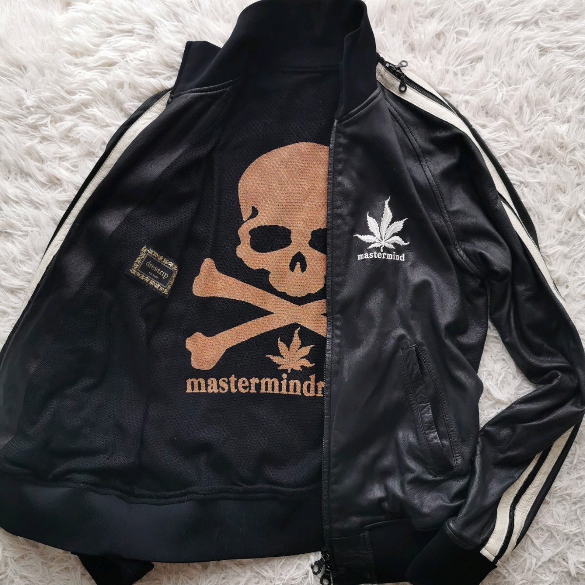 美品!希少L/限定モデル mastermind drestrip マスターマインド ドレストリップ ディアスキン レザー ジャケット ジャージ ...