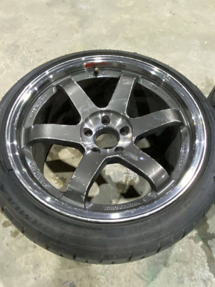 RAYS TE37 SL 18インチ 10.5J+15 PCD114.3 5穴 2本 絶版 希少 レイズ Volk Racing タイヤ付き GTR NSX JZA80 JZX100 S13 ...