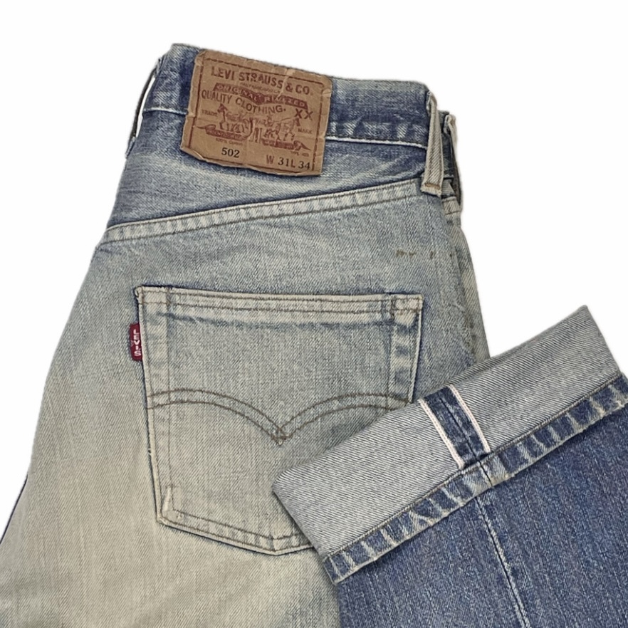 90s 92年製 日本製 Levi's リーバイス 復刻 502XX BIGE ビッグE 均等V TALONジップ 赤耳 デニムパンツ ...