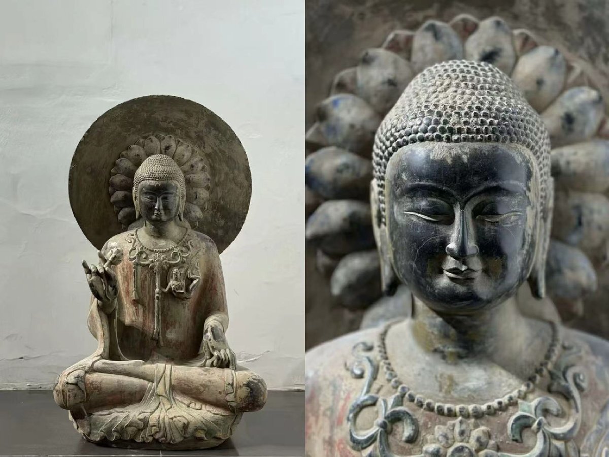 観心・時代旧蔵 B418北魏時代 青石彩絵仏坐像 青石細工彫刻★仏教古美術★仏像★廃寺買出品 高さ80cm横幅46cm奥行き33cm /【Buyee】 Buyee - Japanese ...