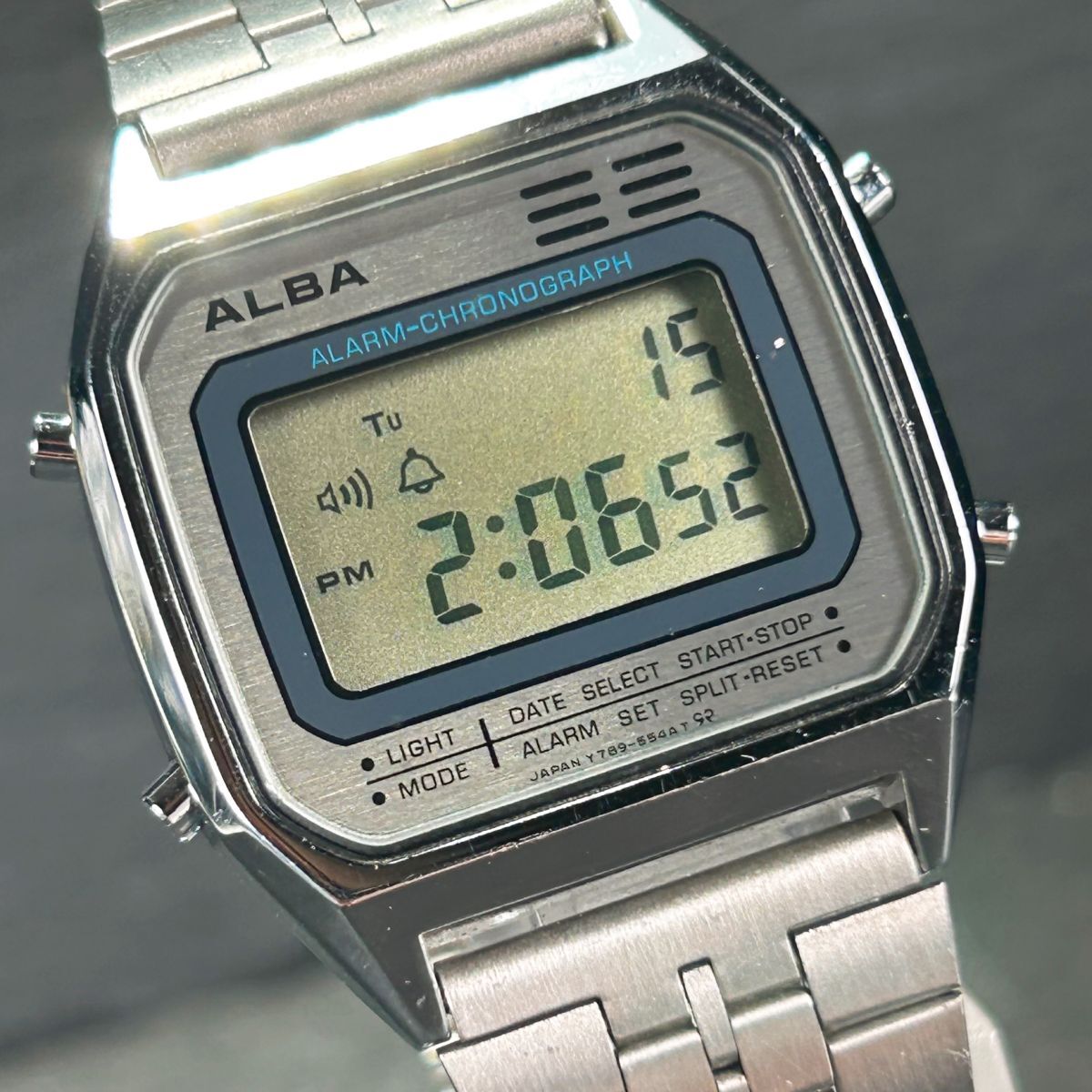 美品 SEIKO セイコー ALBA アルバ Y789-5500 腕時計 クオーツ デジタル 多機能 ステンレススチール シルバー 新品電池 ...