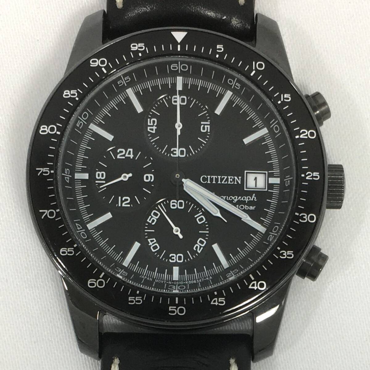 CITIZEN シチズン 0610-K005141 ブラック 文字盤 クロノグラフ クオーツ メンズ 腕時計 電池交換済 稼働品 ...