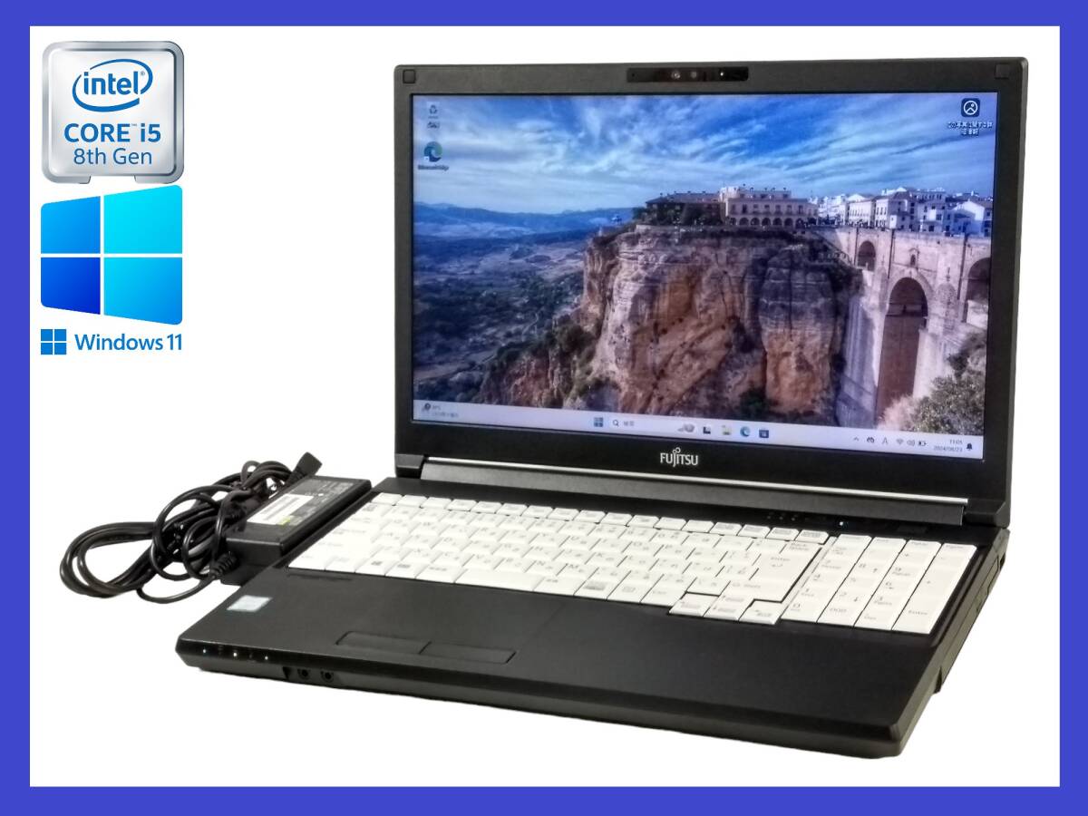 ★第8世代 i5 搭載 Fujitsu Lifebook A579/CX Core i5-8265U/ メモリ4GB/ HDD 500GB/ 1366x768/ Windows 11 Pro ...