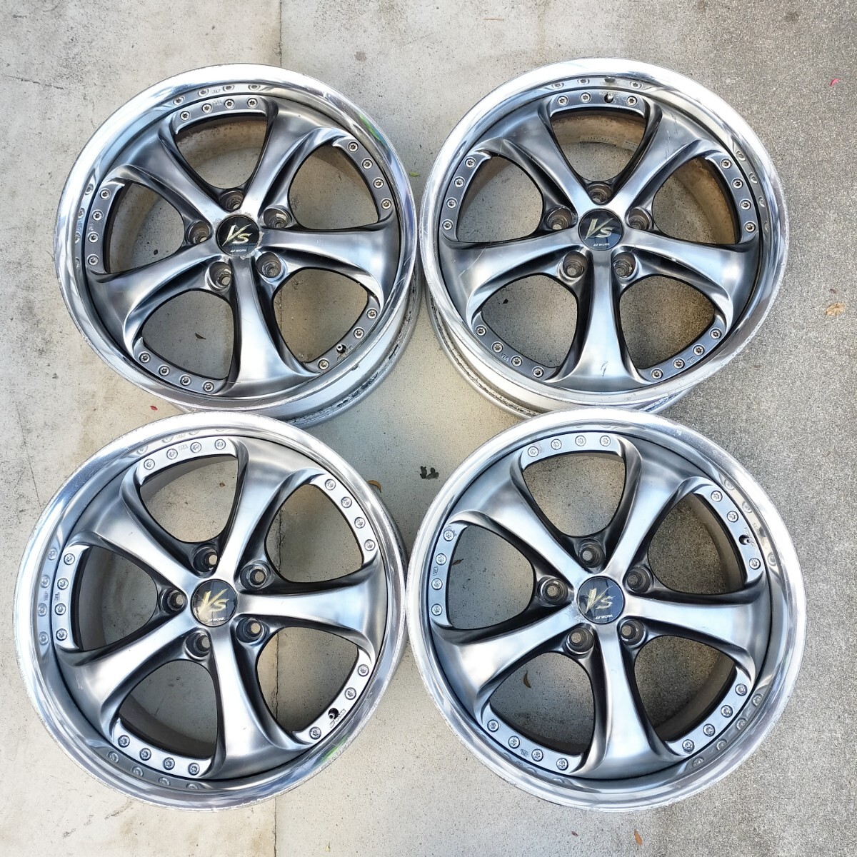 ★深リム★ WORk VS/KF 18インチ 18x8.0JJ ET+38 (2本） 18x7.5JJ ET+52 （2本） PCD 114.3 ハブ径73 5穴 アルミホイール4本 ...
