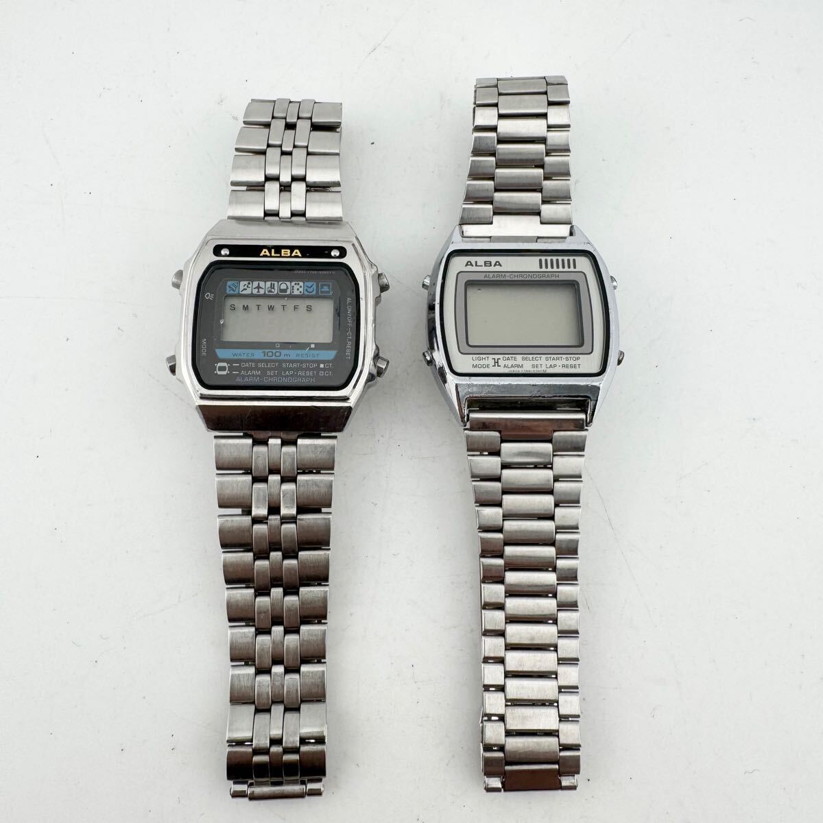 2点まとめ SEIKO ALBA Y749-5070 セイコーアルバ アラームクロノグラ Y789-5300 クォーツ メンズ レディース 腕 ...
