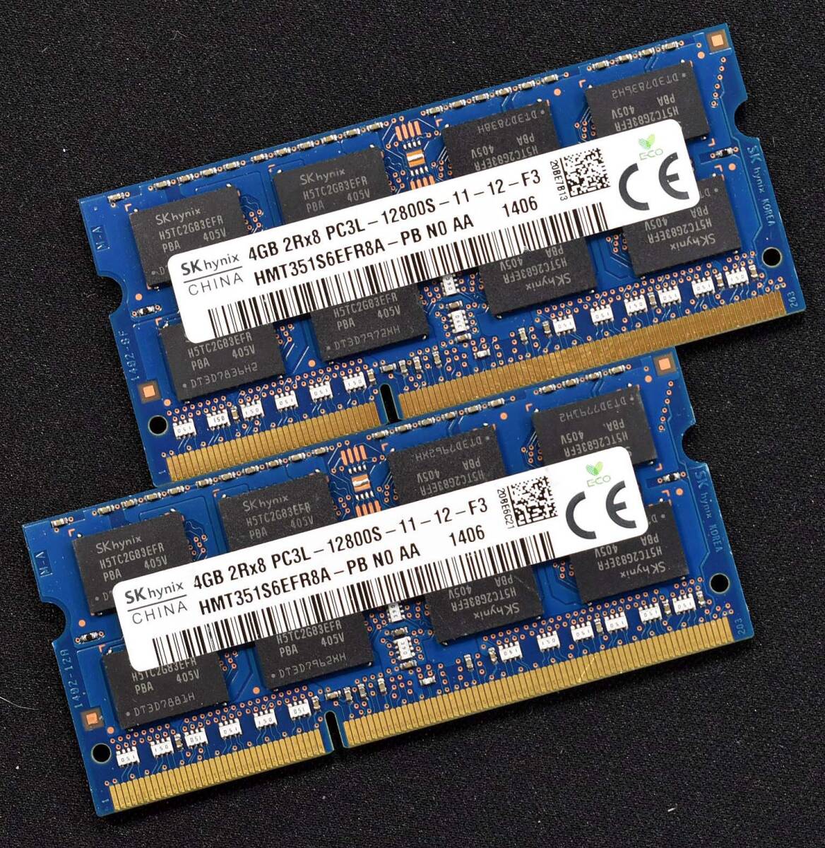4GB 2枚セット (合計:8GB) PC3L-12800S DDR3L-1600 S.O.DIMM 204pin 2Rx8 1.35V/1 ...