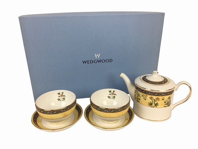 WEDGWOOD/ウェッジウッド インディア ジャパニースカップ&トレー ポット ティーセット イエロー/ホワイト /【Buyee】