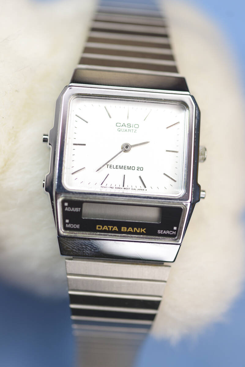 CASIO カシオ DATA BANK データバンク 腕時計 AB-100 クオーツ アナデジ ヴィンテージ テレメモ20 RETRO ...