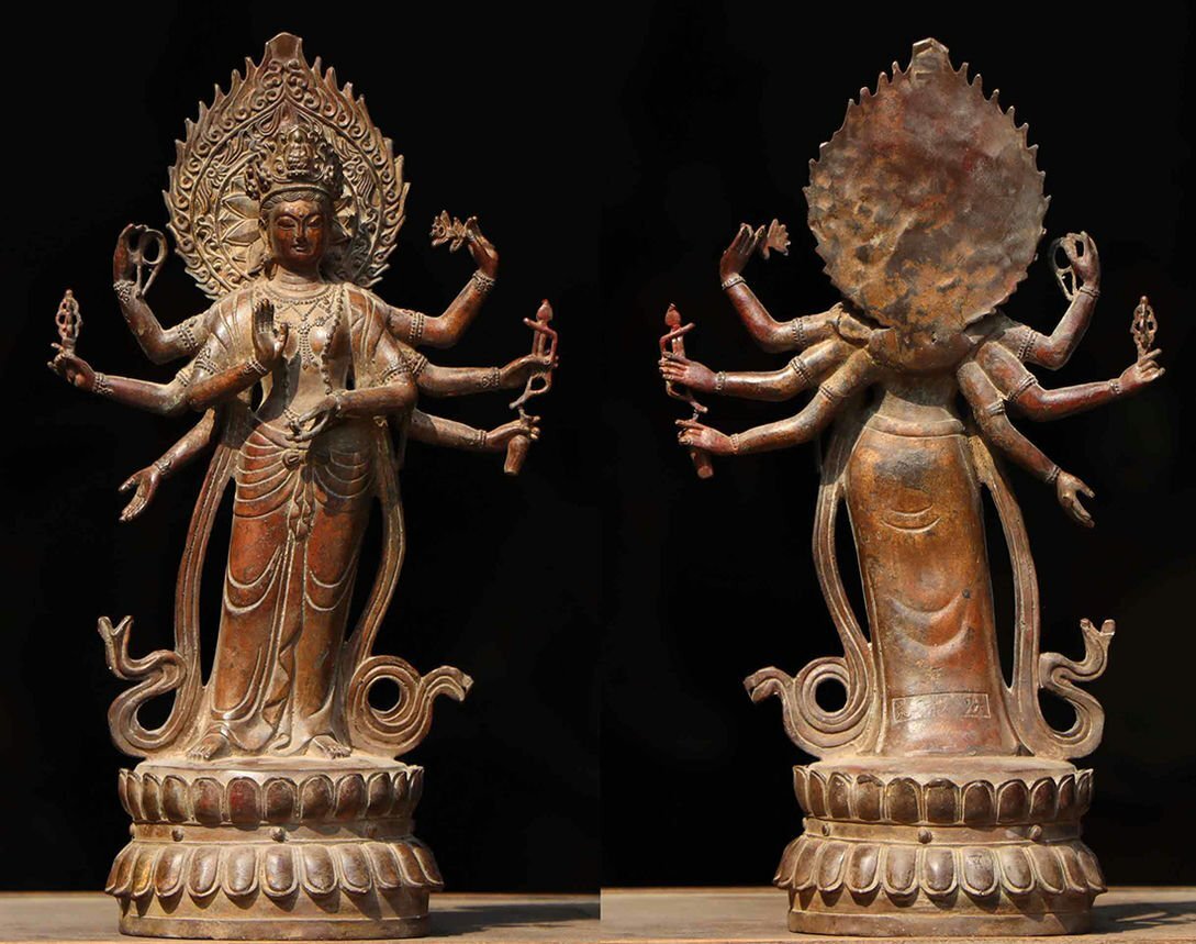 観心・時代旧蔵 C733清時代 八臂観音像 銅塗金 細工彫刻★仏教古美術★仏像★細密細工★廃寺旧蔵★廃寺買出品 /【Buyee】 Buyee - Japanese Proxy Service ...